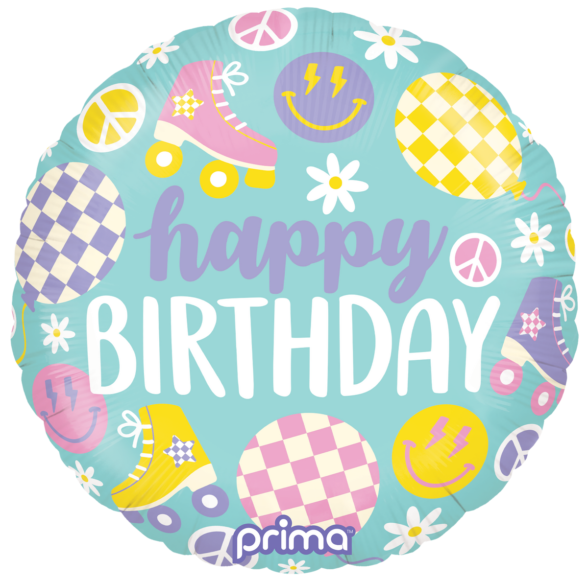 Prima 18” Round Retro Skates Birthday Balloon — Balloon World Orlando