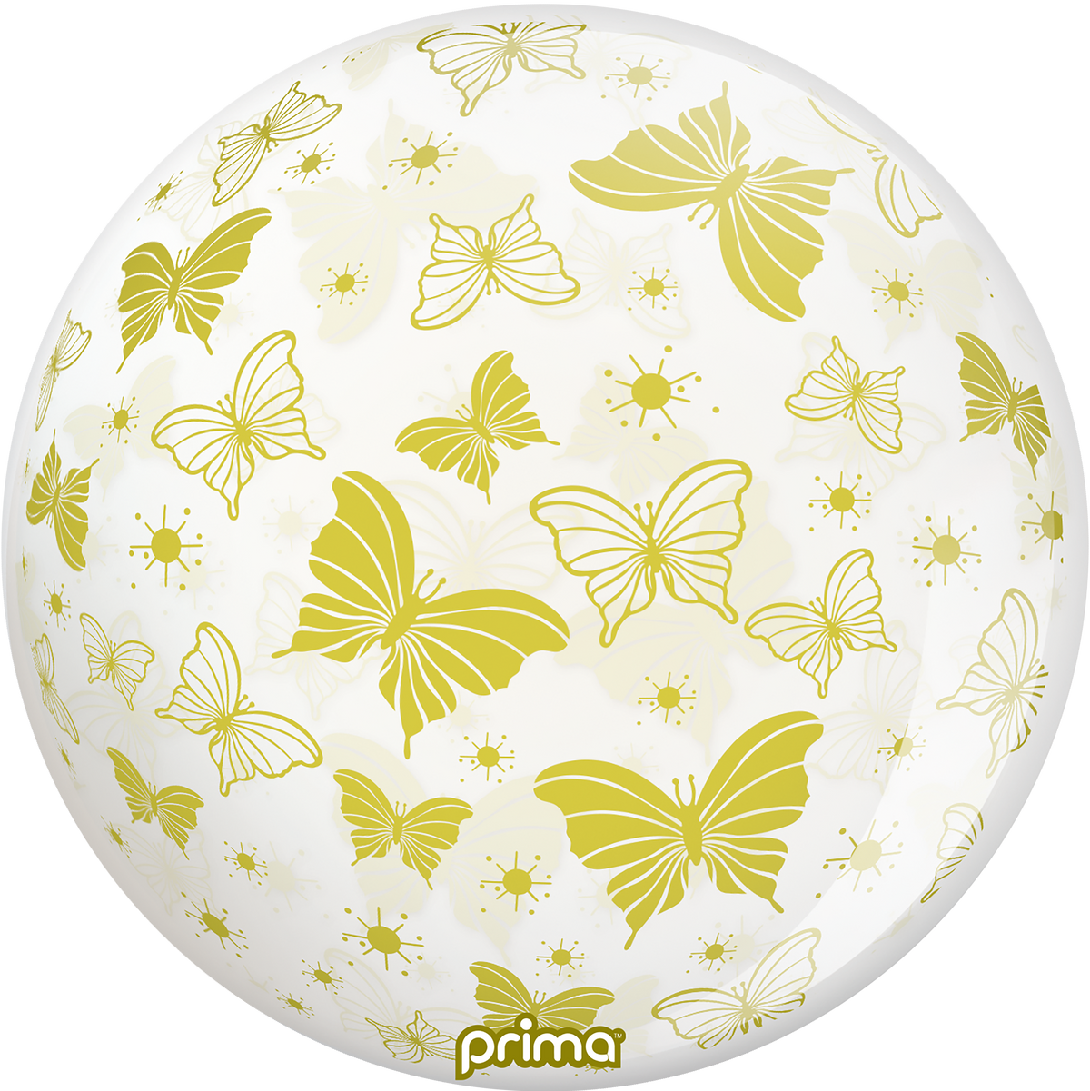 Prima 20” Gold Butterflies Sphere Balloon — Balloon World Orlando