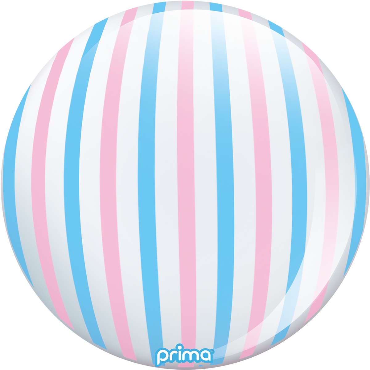 Prima 20” Pink & Blue Stripe Sphere Balloon — Balloon World Orlando