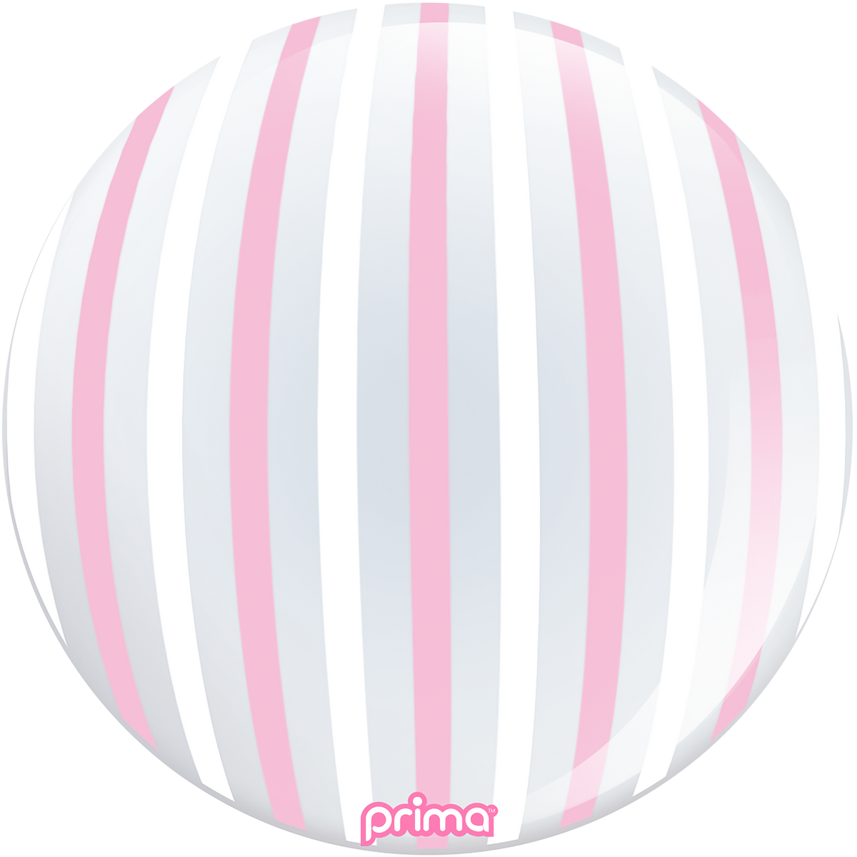 Prima 20” Pink & White Stripe Sphere Balloon — Balloon World Orlando