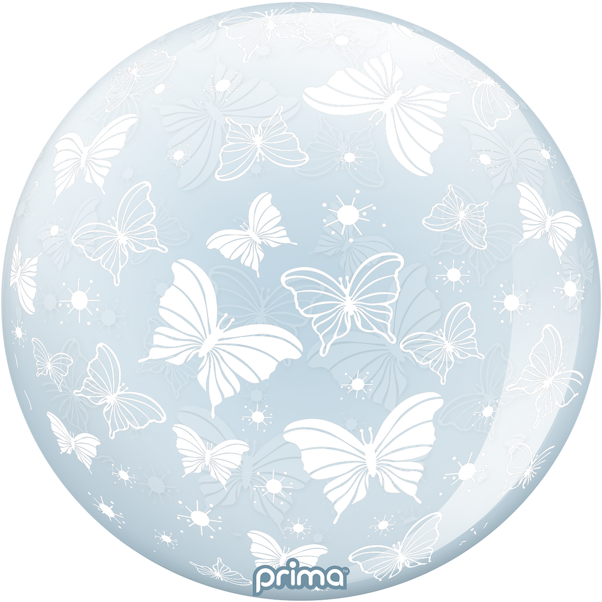Prima 20” White Butterflies Sphere Balloon — Balloon World Orlando